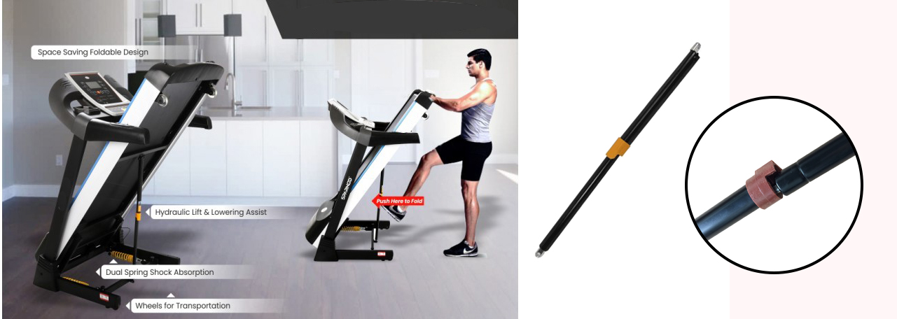 Application of Gas Spring in Hydraulic Rod of Treadmill